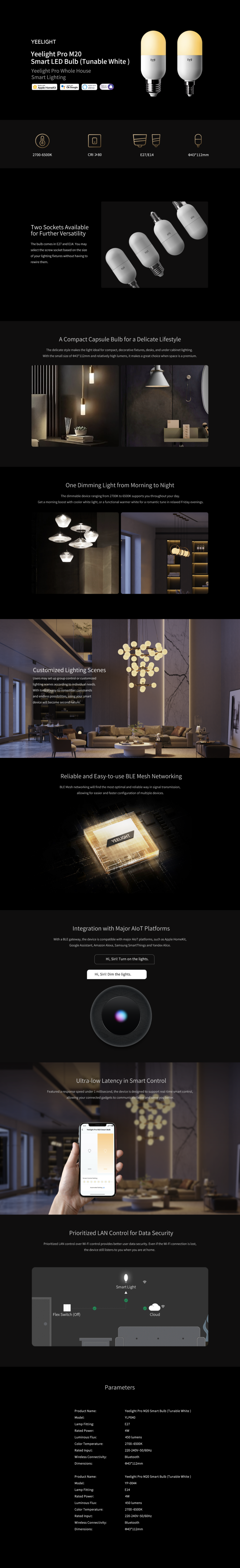 Yeelight Pro M20 Smart LED Bulb (Tunable White) - Yeelight English