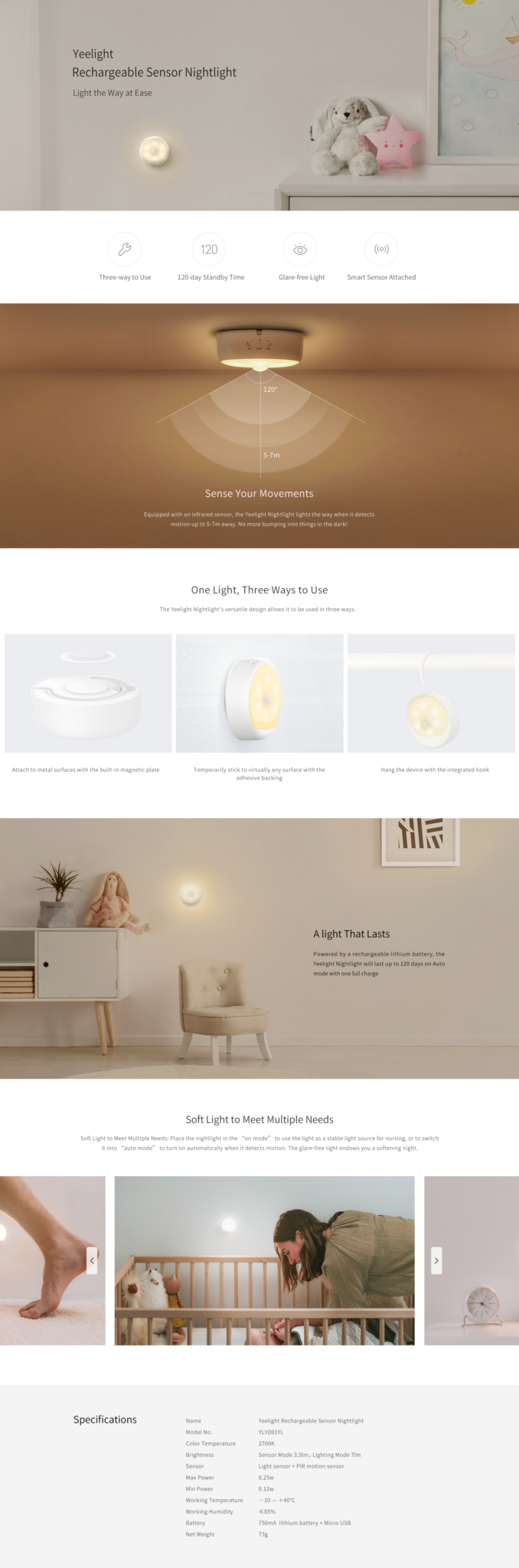 Rechargeable Night Light - Yeelight English